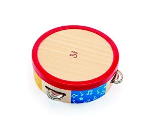 hape tap-along tambourine | wooden tambourine drum for kids, musical instrument for children 12 months and up