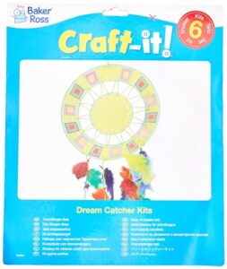 baker ross - ek3053 dream catcher kit, dreamcatchers for kids to make, personalise and display for arts and crafts activities (pack of 6), 23cm, assorted 6 pack