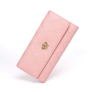 xeminor wallet women's 3 fold wallet ladies long wallet ladies gift large capacity ladies wallet multi-function pu leather wallet 1pcs pink