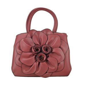 sibalasi women’s flower leather top-handle bag small floral shoulder bag designer handbags handmade purse (b-pi)