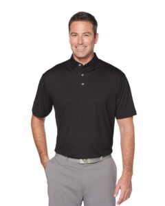 callaway short birdseye golf polo with cooling technology, sun protection, moisture-wicking, athletic collared shirts for men, black, medium