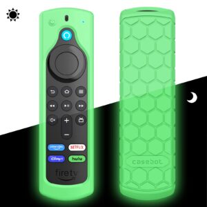 casebot remote case for fire tv stick 4k/fire tv stick 4k max (1st gen)/fire tv stick (3rd gen)/fire tv stick lite - anti-slip silicone cover for alexa voice remote (2nd gen and 3rd gen), green-glow