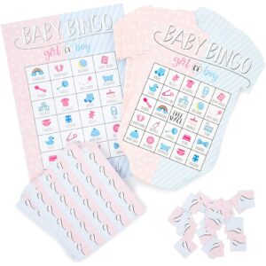 gender reveal bingo game set, party supplies (38 pieces)