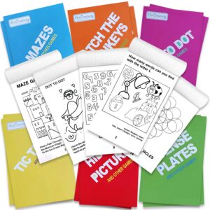 artcreativity mini activity books for kids - set of 12-30 paged assorted workbook pads - fun road trip travel games and activities - educational party favors and stocking stuffers for boys & girls