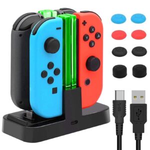 controller charger for nintendo switch, charging dock stand station for switch joy-con and pro controller with charging indicator and type c charging cable