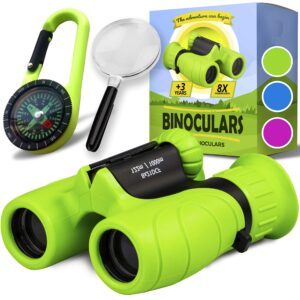 binoculars for kids, set with magnifying glass & compass - easter toys, kids binoculars for boys and girls - perfect easter basket stuffers for toddler ! easter gifts for 3-12 years kids