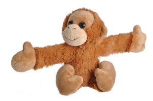 wild republic huggers orangutan plush toy, slap bracelet, stuffed animal, kids toys, 8", tan