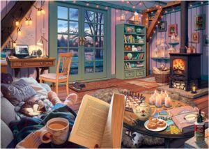 ravensburger cozy retreat 500 piece large format jigsaw puzzle - premium winter puzzle for adults | jigsaw puzzles 500 pieces | relaxing and fun activity | ravensburger puzzle quality