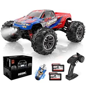 hosim rc 4x4 off road cars with 2 batteries 1:16 all terrain rc monster truck 40+ km/h fast buggy remote control car for adults and children (red)