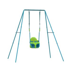 tp toys, 3-in-1 toddler swing set | small to tall | indoor baby swing with fabric baby seat to outdoor toddler swing with classic kids swing seat | sturdy metal swing stand | 6 month+