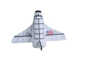 wild republic huggers space shuttle plush toy, slap bracelet, kids toys, rocket ship, 8" , white