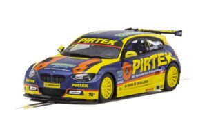 scalextric 125i btcc 2018 andrew jordan 1:32 slot race car c4018, yellow & blue