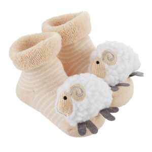 stephan baby rattle socks, stripey cream and white lambs, fits 3-12 months