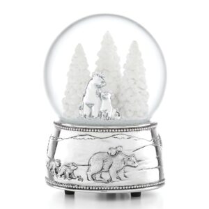 reed & barton 886529 north pole bound polar bear musical snow globe, christmas & holiday decor