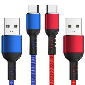 charger cable for ns switch and switch lite - 2 pack 10ft nylon braided usb c to usb a type c fast data sync power charging cord accessories for samsung galaxy s9 s8 note 9, pixel, lg v30 g6, oneplus