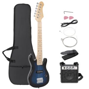 smartxchoices 30" inch kids electric guitar set with 5w amp, cablgifte cord, pick, shoulder strap, gig bag much more guitar combo accessory kit for beginner starter (blue)