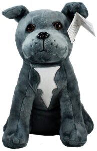 shelter pets 10" grey pitbull plush toy: magnum - real-life adopted american staffordshire terrier - supports animal shelters