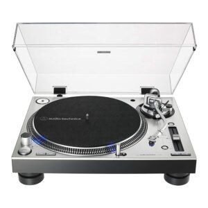 audio-technica at-lp140xp-sv direct-drive professional dj turntable, hi-fi, fully manual, 3 speed, high torque motor