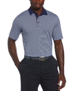 callaway men's refined 3 color stripe short sleeve golf polo shirt, x-large, medieval blue