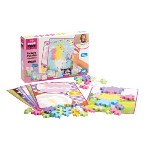 plus plus - big - big picture puzzles, pastel color mix - construction building stem toy, interlocking large puzzle blocks for toddlers and preschool