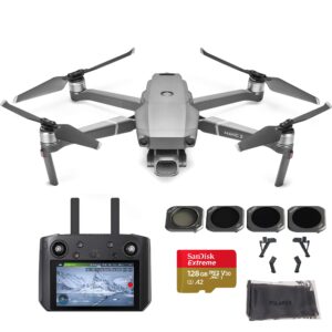 dji mavic 2 pro drone quadcopter with smart controller, must have bundle, 128gb sd card, polares 4 filter set (cpl, nd8, nd16, nd32), and more