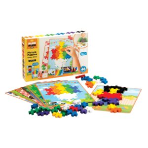 plus plus - big - big picture puzzles, basic color mix - construction building stem toy, interlocking large puzzle blocks for toddlers and preschool