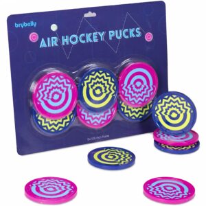 vivid two-tone air hockey pucks (6-pack) | wear-proof molded psychedelic patterns and designs | large 3.25-inch pucks for standard air hockey tables | perfect addition to game rooms and arcades