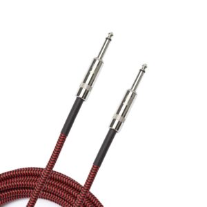 d’addario accessories custom series braided guitar cable - instrument cable with nickel plated ¼ inch ends - protects guitar cord against cuts, kinking - 15 feet - red