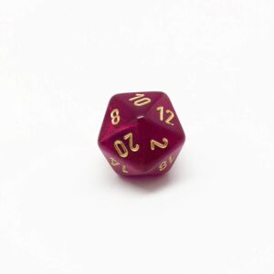 chessex borealis magenta d20 dice - out of print- very rare - old glitter