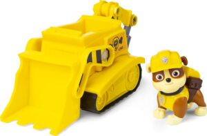 paw patrol, rubble’s bulldozer vehicle with collectible figure, for kids aged 3 and up