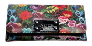 alice in the wonderland flowers hand purse zip around clutch wallet