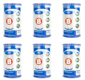 intex corp type b pool filter cartridge (6pk) - 59905 filters value pack- for use with pumps: 56633, 56634, 56621, 56622, 56611, 56612