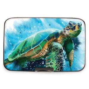 fig design group armored wallet rfid secure data theft protection credit card case (sea turtle)