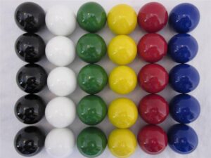 big game ~30 large 1" (25mm) replacement solid glass marbles for chinese checker, aggravation, wahoo, dirty marbles, board game (5 of each color)