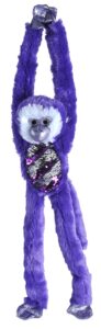 wild republic sequin monkey plush, stuffed animal, sensory plush toy, gifts for kids, green, 22 inches, purple