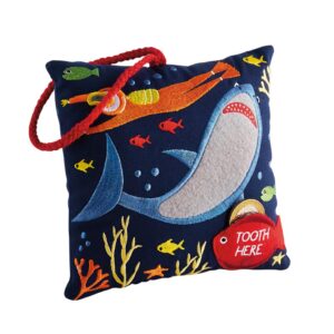 floss & rock deep sea tooth fairy dark blue 7 x 6 cotton blend fabric plush toy pillow