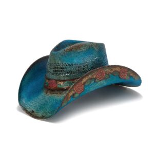 stampede hats women's love story rose straw western hat l blue