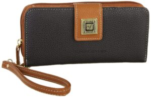 stone mountain cornwall leather checkbook wallet black/tan