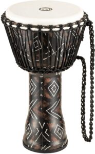 meinl percussion series travel djembe hand drum circle instrument, synthetic shell and head — not made in china — african mali weave rope tuning, 2-year warranty (padj6-m-f)