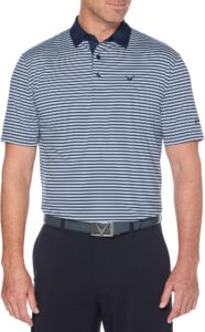 callaway men's stripe short sleeve golf polo shirt (big & tall and regular), medieval blue, small