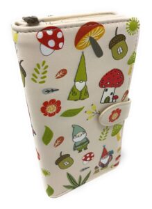 shag wear gnome forest mushroom large whimsical wallet for women and teen girls vegan faux leather beige 7"