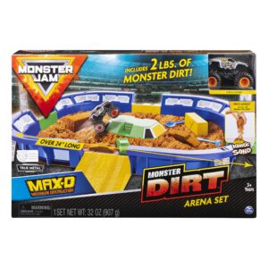 monster jam, monster dirt arena 24-inch playset with 2lbs of monster dirt and exclusive 1:64 scale die-cast monster jam truck