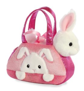 aurora® fashionable fancy pals™ peek-a-boo bunny stuffed animal - on-the-go companions - stylish accessories - pink 7 inches