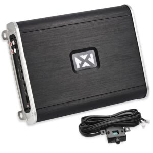 nvx vad17001 monoblock 1-ch class d amplifier 3400w max, 1700w rms high power, 1/2/4-ohm stable, low pass x-over, bass boost, remote subwoofer bass knob, for car/truck/marine/utv/motorcycle