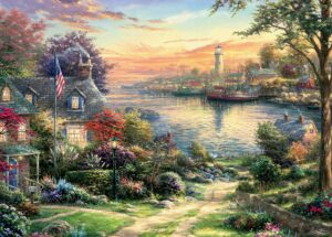 ceaco - thomas kinkade - new england harbor puzzle - 1000 piece jigsaw puzzle