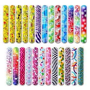 50-piece slap bracelets stocking stuffers for kids | party favors for kids 4-8 | slap bracelets bulk party favors | goodie bags easter basket stuffers for kids fun valentines day gift for kids