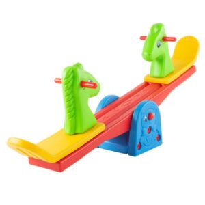 hey! play! seesaw – teeter totter backyard or playroom equipment with easy-grip handles for toddlers and children – indoor or outdoor rocker toy