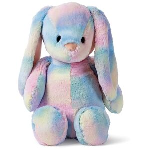 gund thistle rabbit, easter bunny stuffed animal, easter decorations, plush toy for ages 1 and up, rainbow, 15"