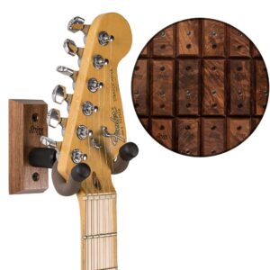 string swing premium guitar wall mount - holder for electric acoustic and bass guitars - stand accessories home or studio wall - musical instruments safe unique hand selected black walnut cc01k-bw