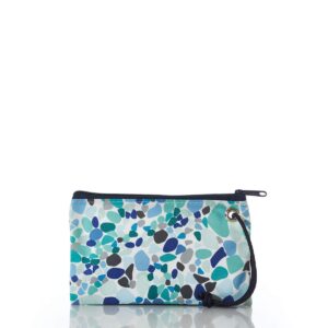 sea bags recycled sail cloth sea glass print wristlet zip top wristlet clutch zippered wallet with strap